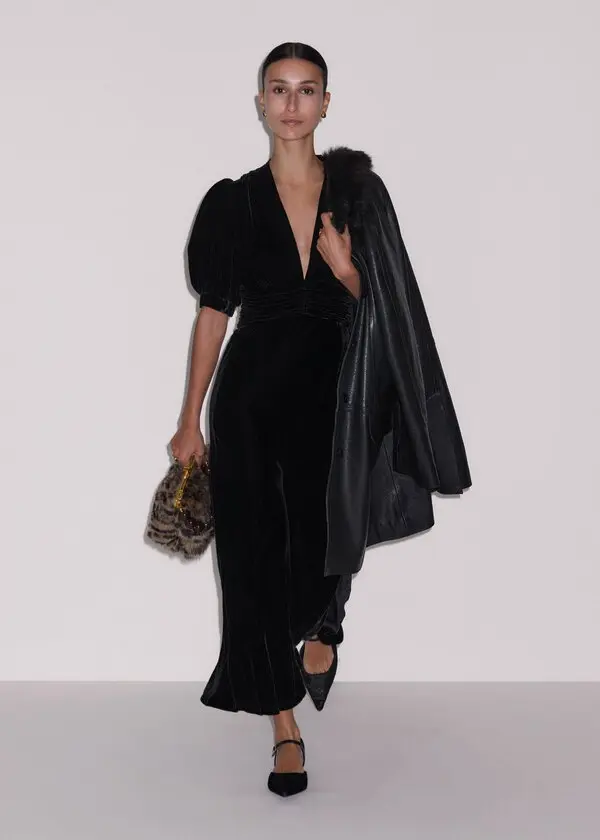 ME+EM Silk Blend Velvet Maxi Dress