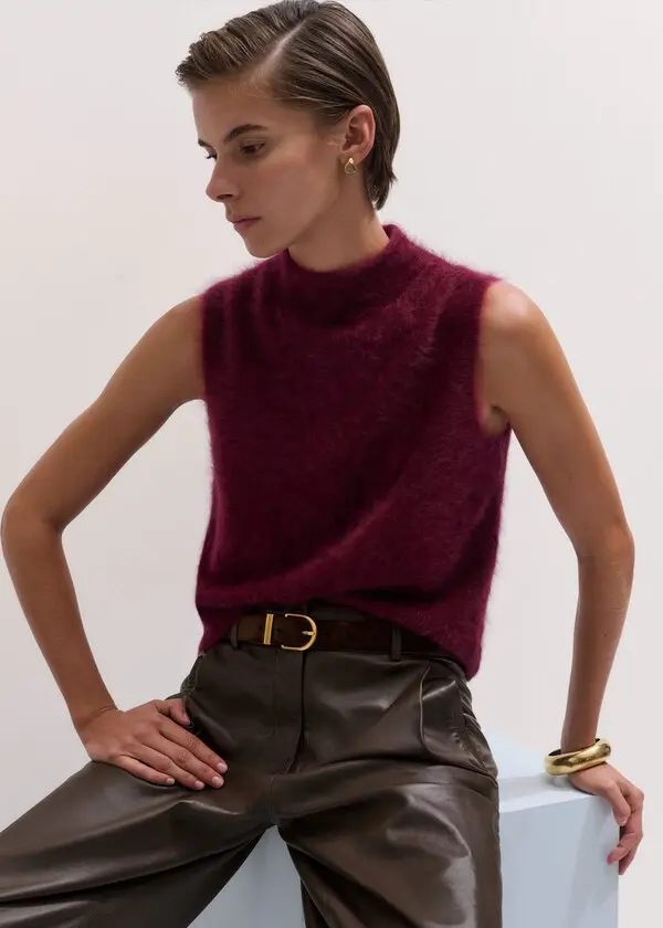 ME+EM Brushed Cashmere High Neck Straight Vest