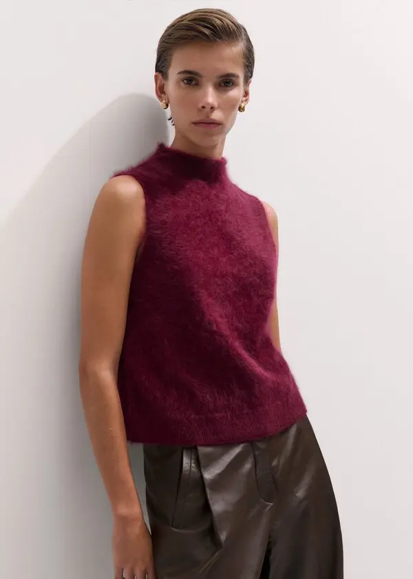 ME+EM Brushed Cashmere High Neck Straight Vest