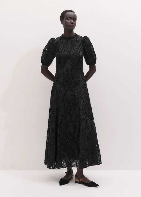 ME+EM Ribbon Applique Tulle Maxi Dress