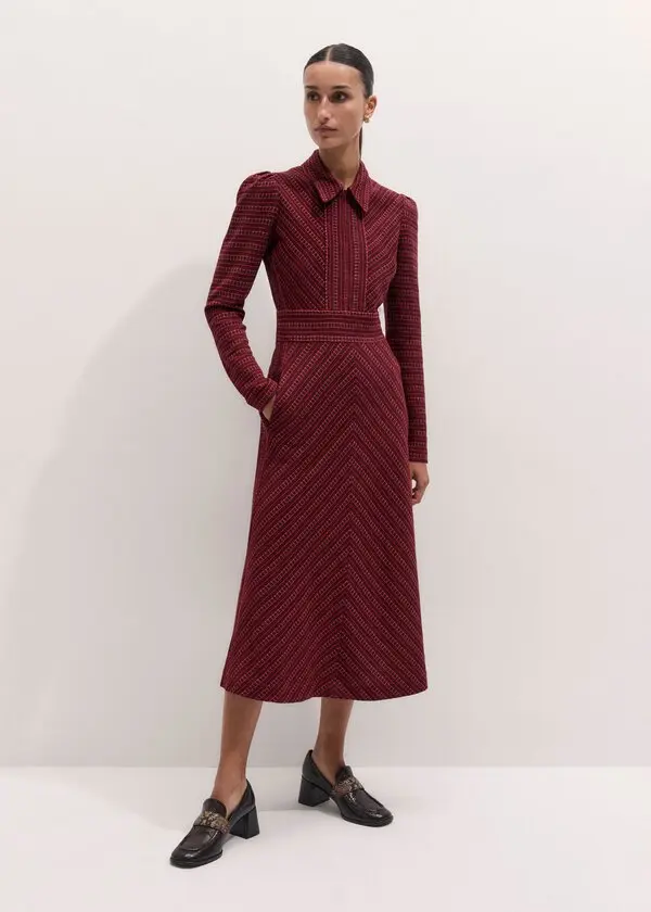 ME+EM Stripe Tweed Midi Dress