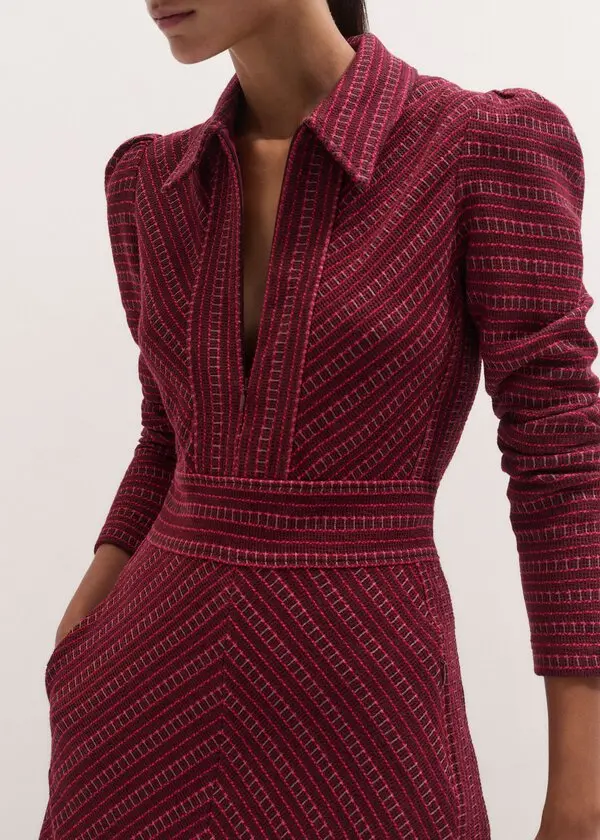 ME+EM Stripe Tweed Midi Dress