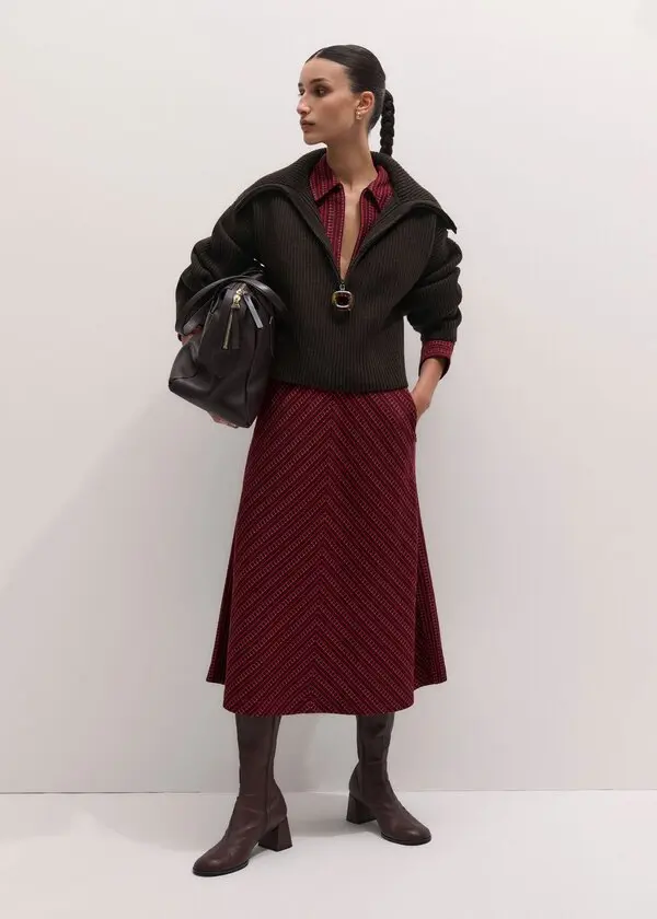 ME+EM Stripe Tweed Midi Dress