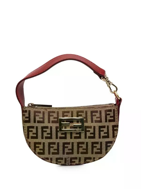 Fendi 20th Century Mini Zucchino Canvas Half Moon Handbag - Neutrals