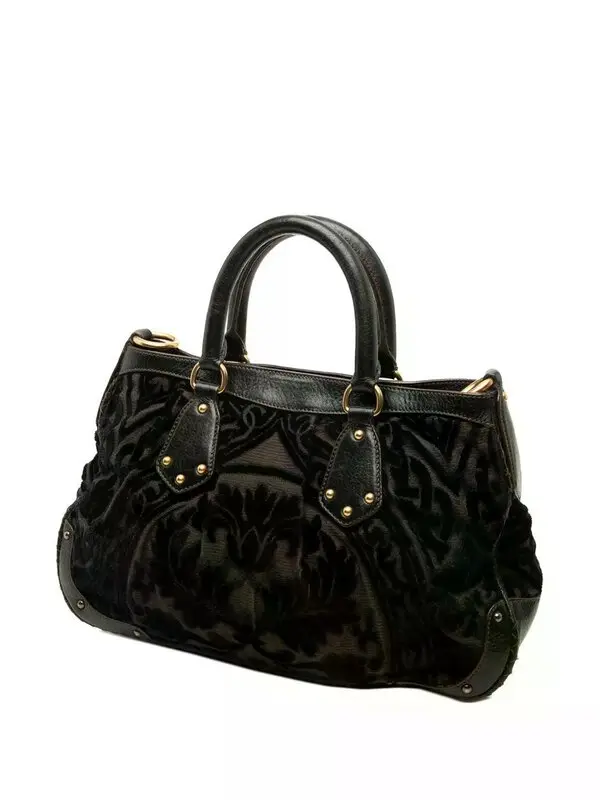 Prada 2010-2026 Velluto Burnout And Canvas Canapa Logo Convertible Tote Satchel