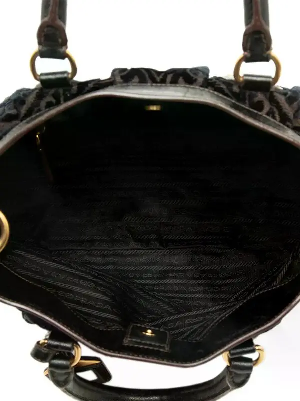 Prada 2010-2026 Velluto Burnout And Canvas Canapa Logo Convertible Tote Satchel