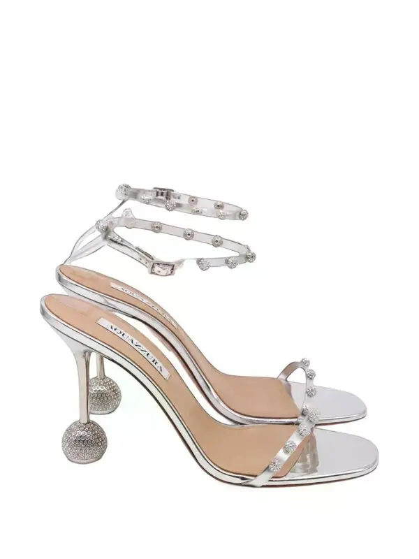 AQUAZZURA Secrets 95 Embellished Sandals - Silver