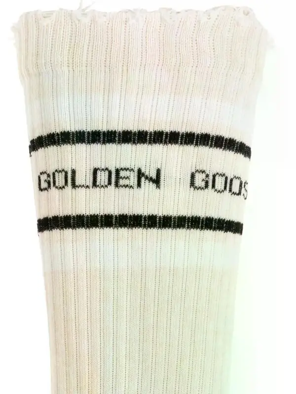 GOLDEN GOOSE Logo-intarsia Ribbed-knit Socks