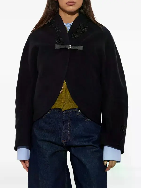 FORTE_FORTE Bead-embellished Buckle-fastening Jacket
