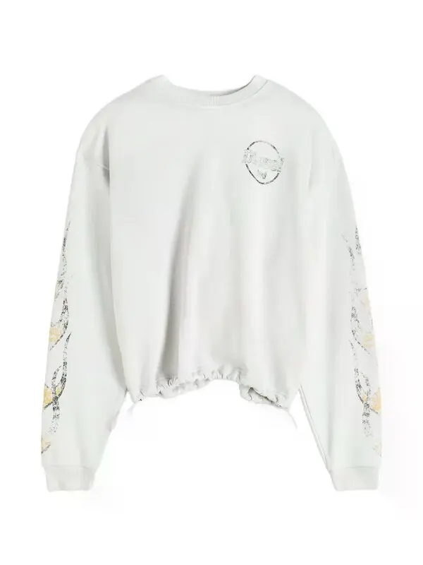 DIESEL® Drawstring-hem Sweatshirt With Crack Print
