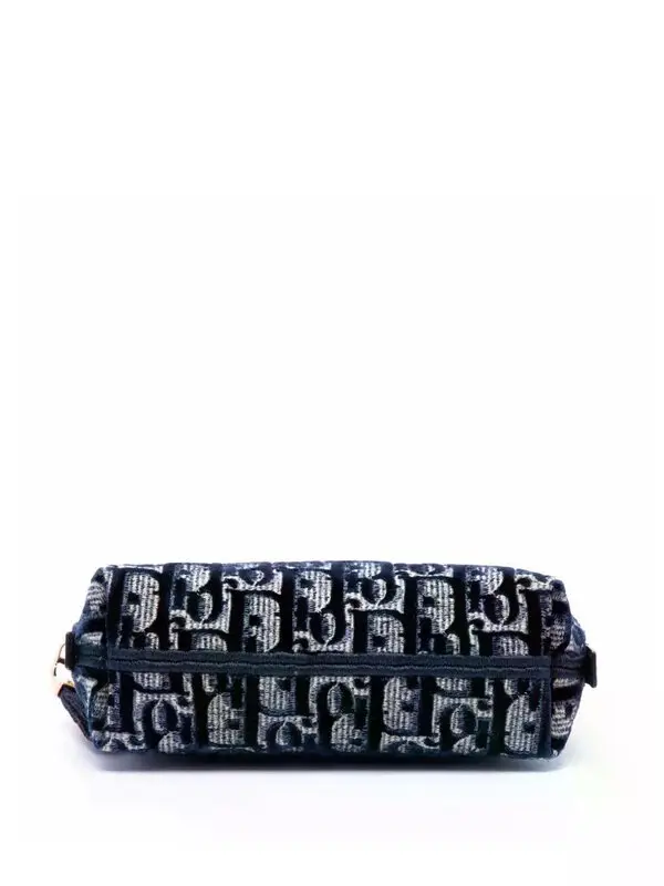 Dior 2021 Oblique Embroidered Velvet Cosmetic Pouch - Blue
