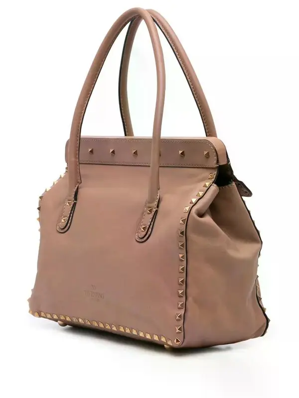 Valentino Garavani 2000-2017 Leather Rockstud Double Handle Flap Tote Bag