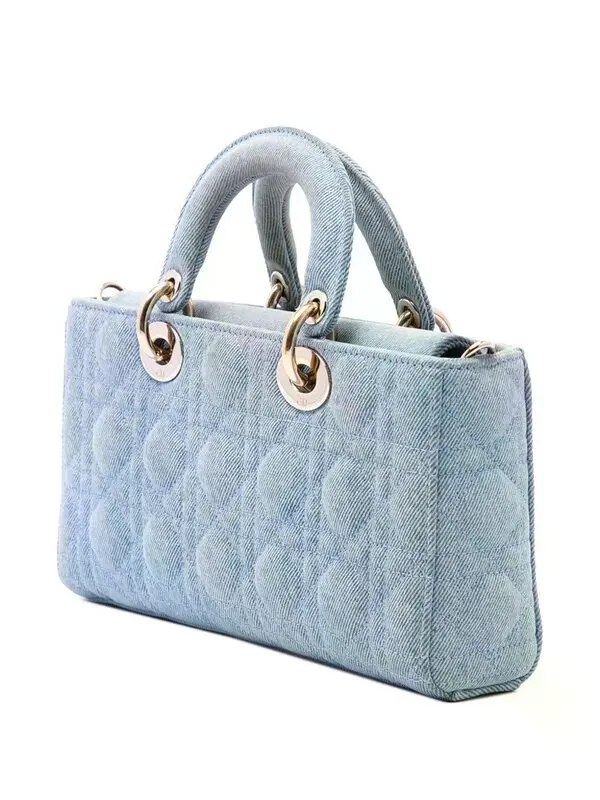 Dior 2022 Medium Denim Cannage Lady D Joy Satchel