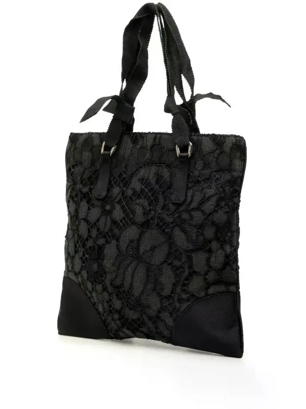 Prada 2000-2013 Tessuto And Floral Lace Handbag