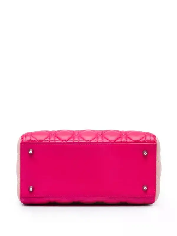 Dior 2013 Medium Tricolor Lambskin Cannage Lady Satchel - Pink