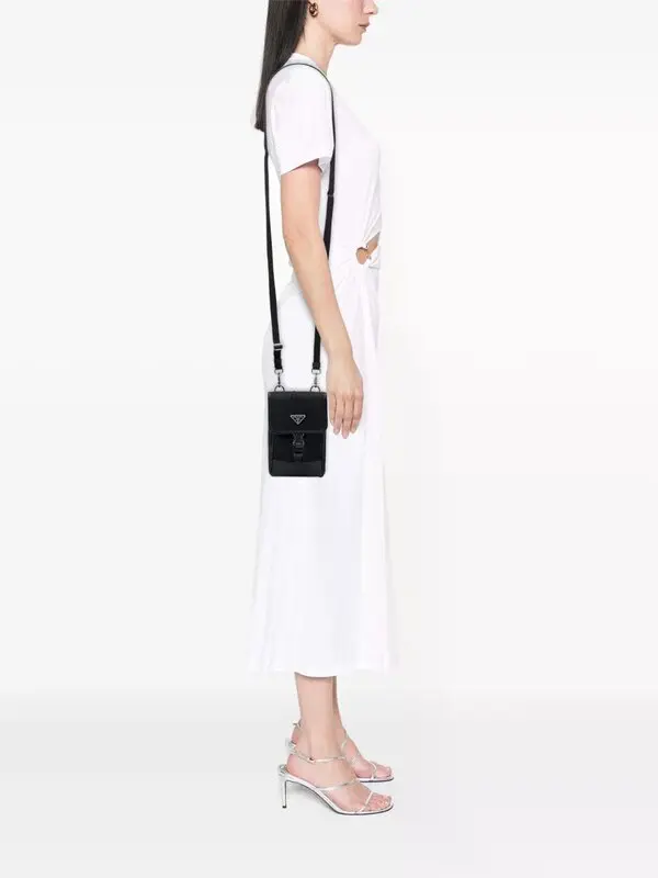 Prada 2000-2013 Saffiano Trimmed Re Nylon Smartphone Case Crossbody Bag