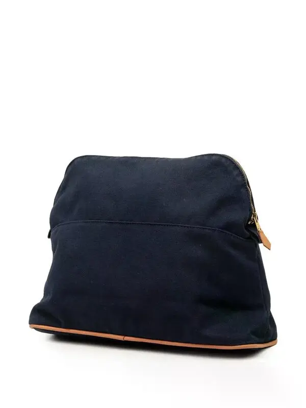Hermès 2000-2020 Toile Bolide Trousse De Voyage Pouch Gm Vanity Bag - Blue