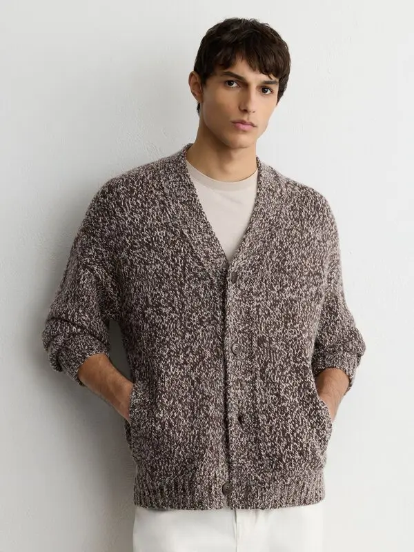 REISS Finsbury Wool-blend Speckled-knit Cardigan