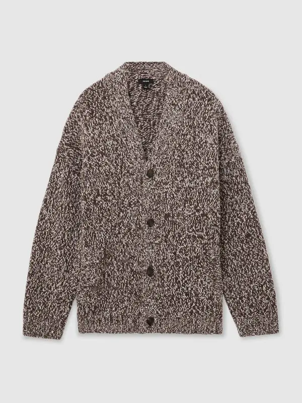 REISS Finsbury Wool-blend Speckled-knit Cardigan