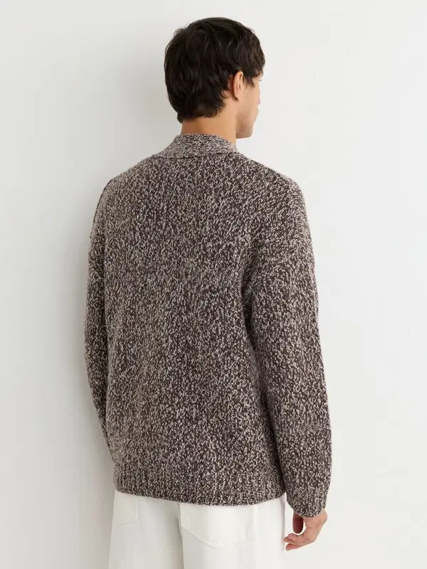 REISS Finsbury Wool-blend Speckled-knit Cardigan