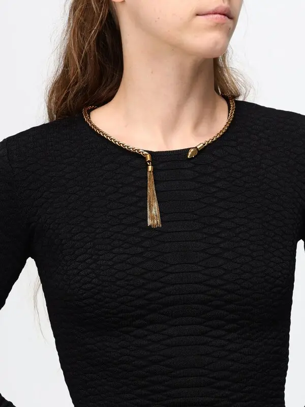 Elisabetta Franchi Slim Fit Cropped Viscose Top With Jewel Neck