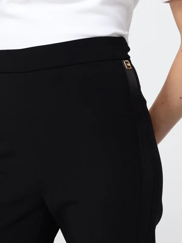 Elisabetta Franchi High-waisted Slim Fit Cropped Trousers In Technical Fabric