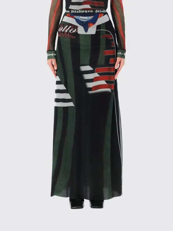 Ottolinger Long Graphic Print Jersey Pencil Skirt With High Waist - Red
