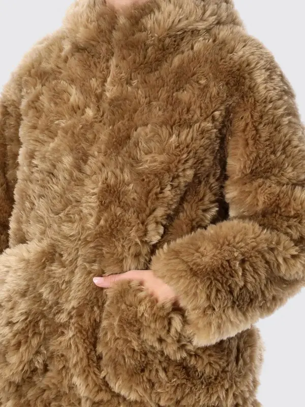 URBANCODE Cropped Faux Fur Jacket With Shearling Hood - Beige