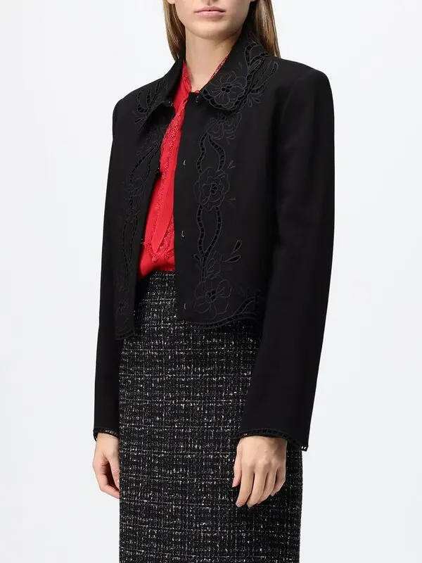 TWINSET Single-breasted Cropped Jacket In Viscose Blend With Embroidered Details