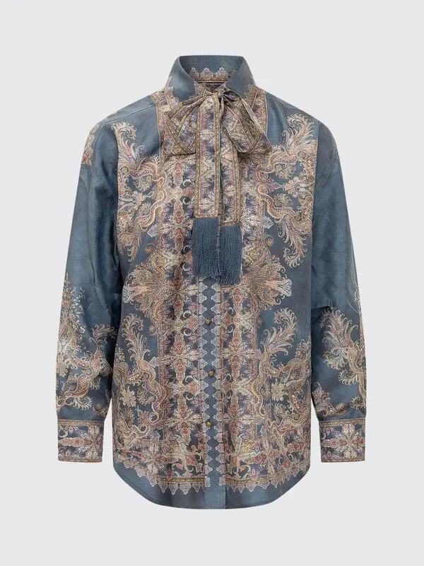 Zimmermann Valiant Paisley-print Silk Blouse With Pussy-bow Collar And Long Sleeves - Multicolor