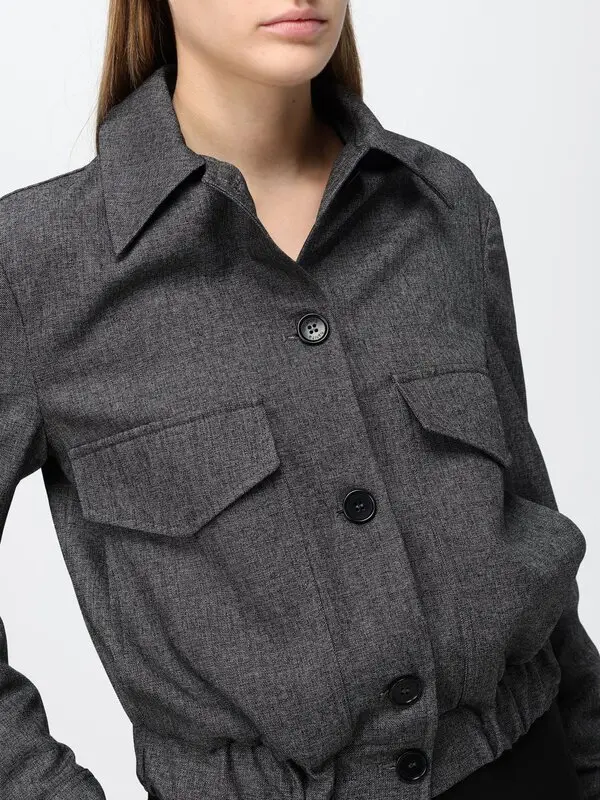 HANITA Rayon Bomber Jacket With Classic Collar