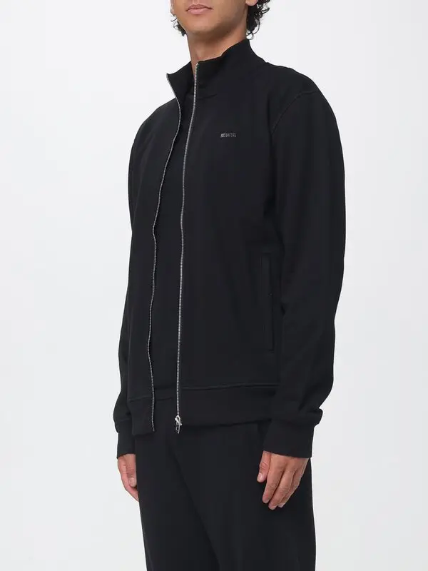 DIESEL® Cotton Full-zip Sweatshirt With Mock Neck And Slit Pockets