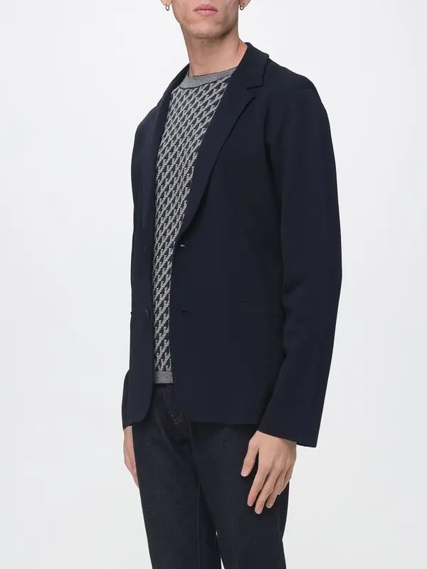 Emporio Armani Single-breasted Viscose Blend Blazer With Patch Pockets