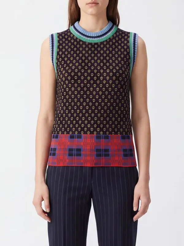Dries Van Noten Tartan And Argyle Pattern Wool-blend Knit Vest - Black
