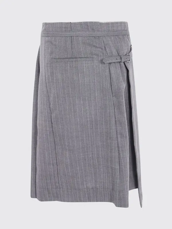 Dries Van Noten Pleated Chevron Wool Midi Skirt With A Wrap-around Design