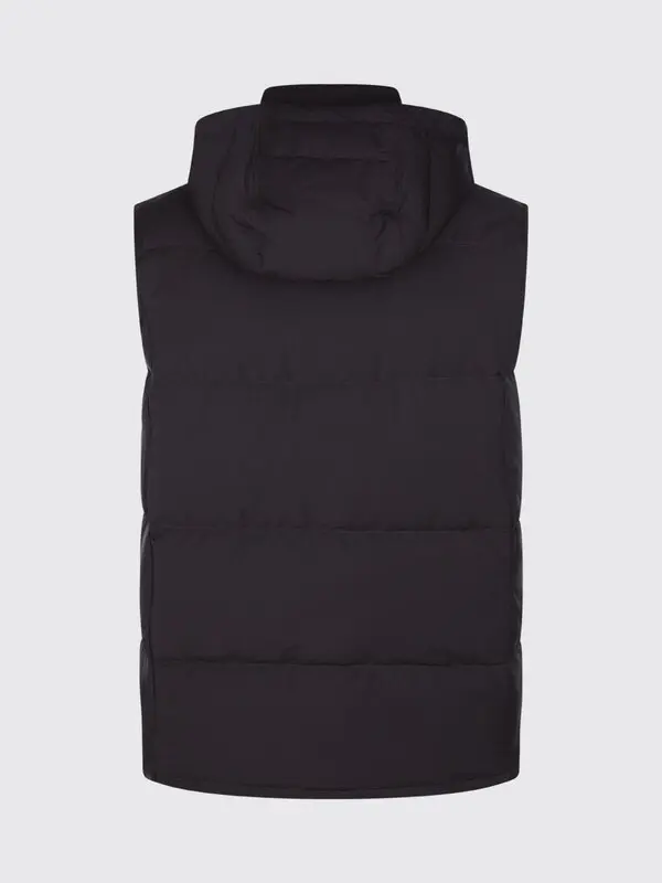 Eleventy Quilted Gilet In A Wool Blend With A Padded Hood And High Neck