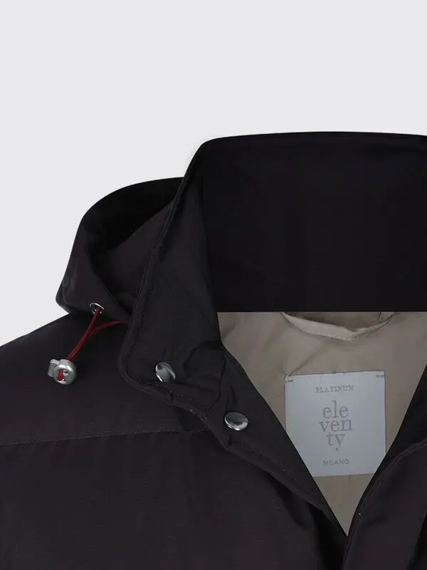 Eleventy Quilted Gilet In A Wool Blend With A Padded Hood And High Neck