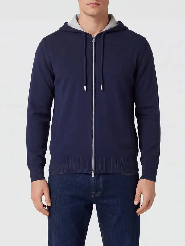 Eleventy Slim Fit 100% Cashmere Zip-up Hoodie - Blue