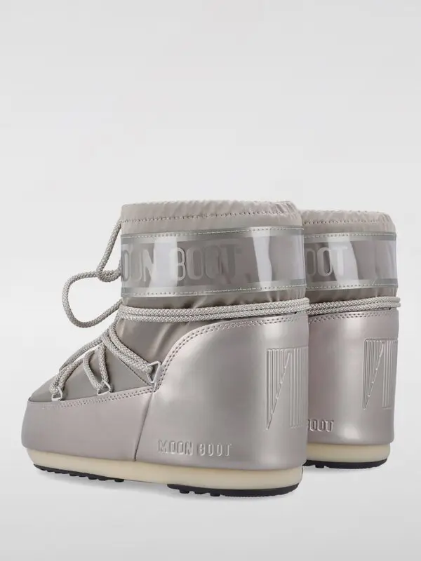 Moon Boot Low Icon Snow Boots With Adjustable Laces And Non-slip Sole - Platinum