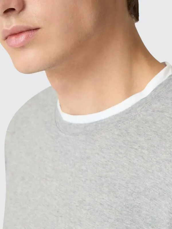 LARDINI Long-sleeved Cotton T-shirt With Contrasting Trims - Grey