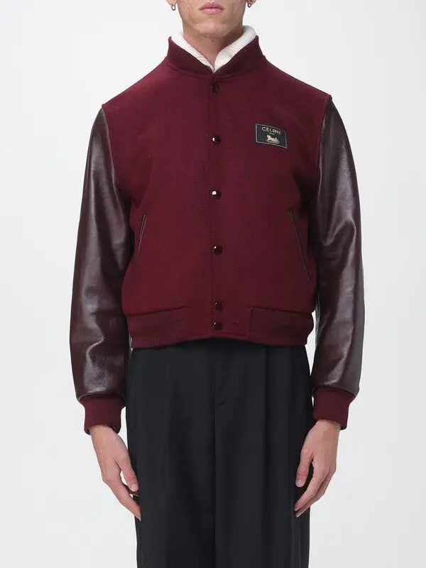 Celine Varsity Bomber Jacket In Virgin Wool Blend With Appliqué Logo