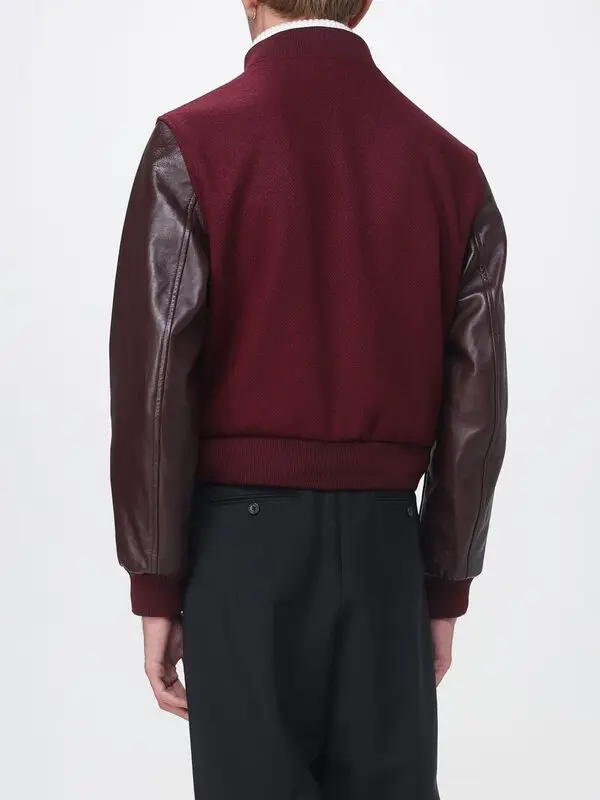 Celine Varsity Bomber Jacket In Virgin Wool Blend With Appliqué Logo