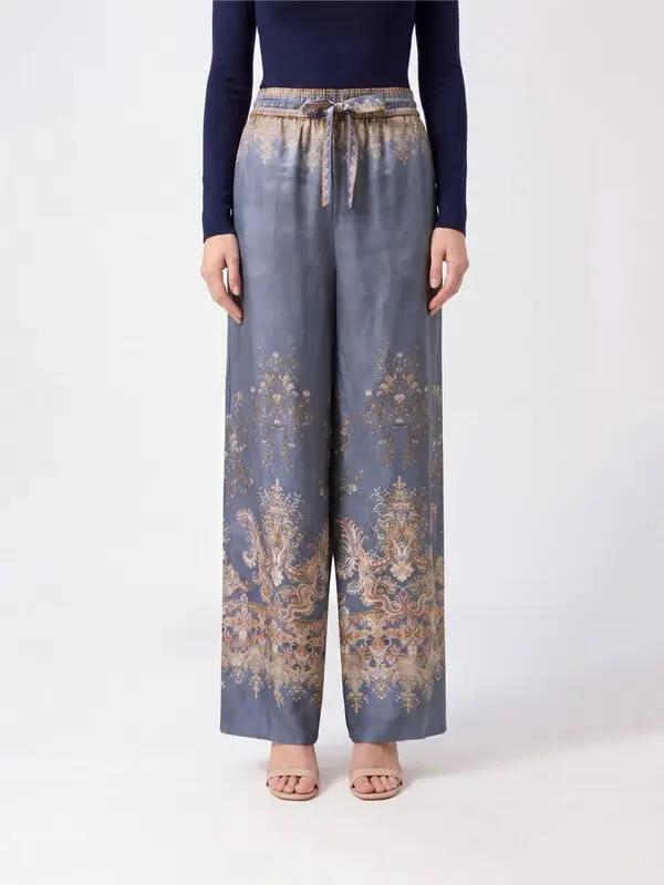 Zimmermann Valiant High-waisted Silk Palazzo Trousers With Paisley Print - Blue