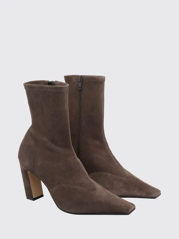 Khaite Nevada Suede Ankle Boots With High Block Heel