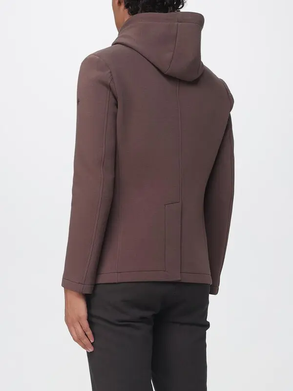MANUEL RITZ Single-breasted Hooded Blazer In Stretch Cotton Blend - Brown