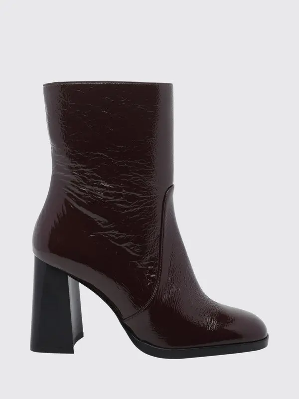 STUART WEITZMAN Vera Patent Leather Ankle Boots With A High Block Heel - Red