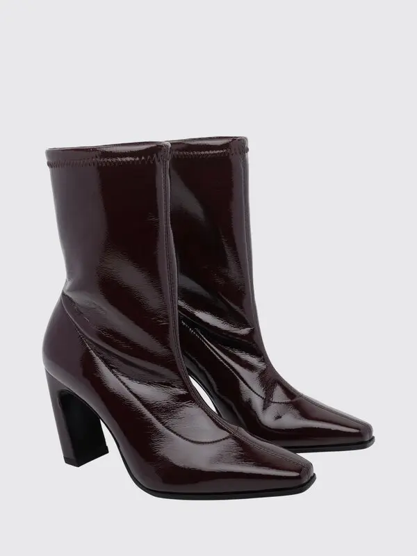 STUART WEITZMAN Fla Heel Patent Leather Ankle Boots With Tape Toe