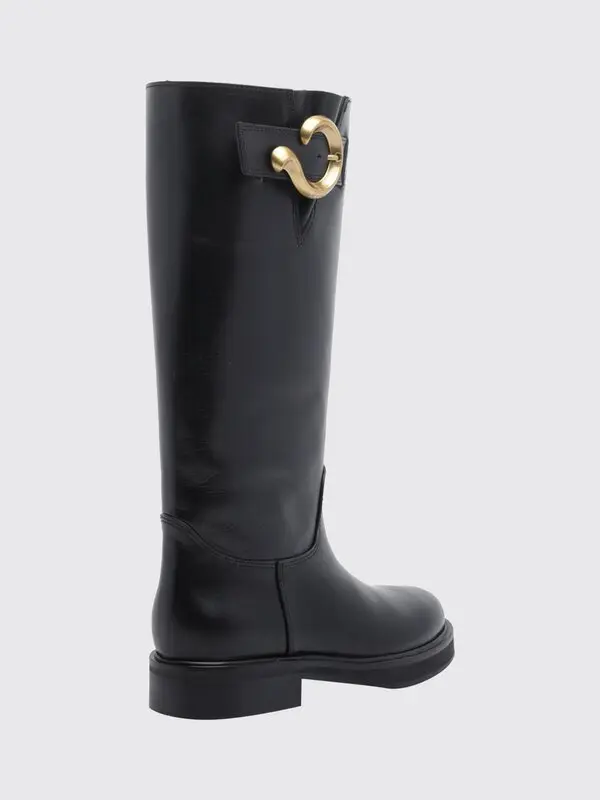 Etro Calfskin Leather Knee-high Boots With Buckle Detail - Black