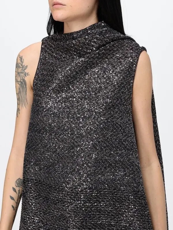 Missoni Flared A-line Sequin Mini Dress With Asymmetric Neckline