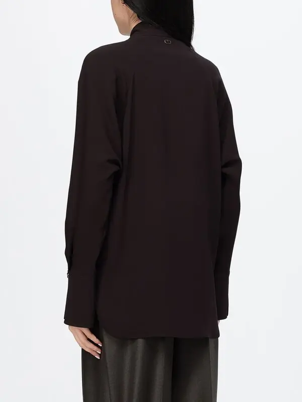 Agnona Silk Blend Blouse With Pussy-bow Neck And Long Sleeves